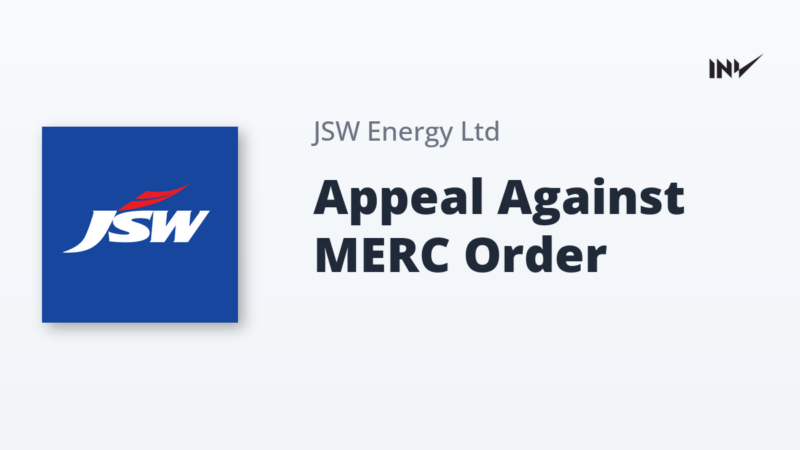 JSW Energy Served with Appeal Against MERC Order | InvestyWise